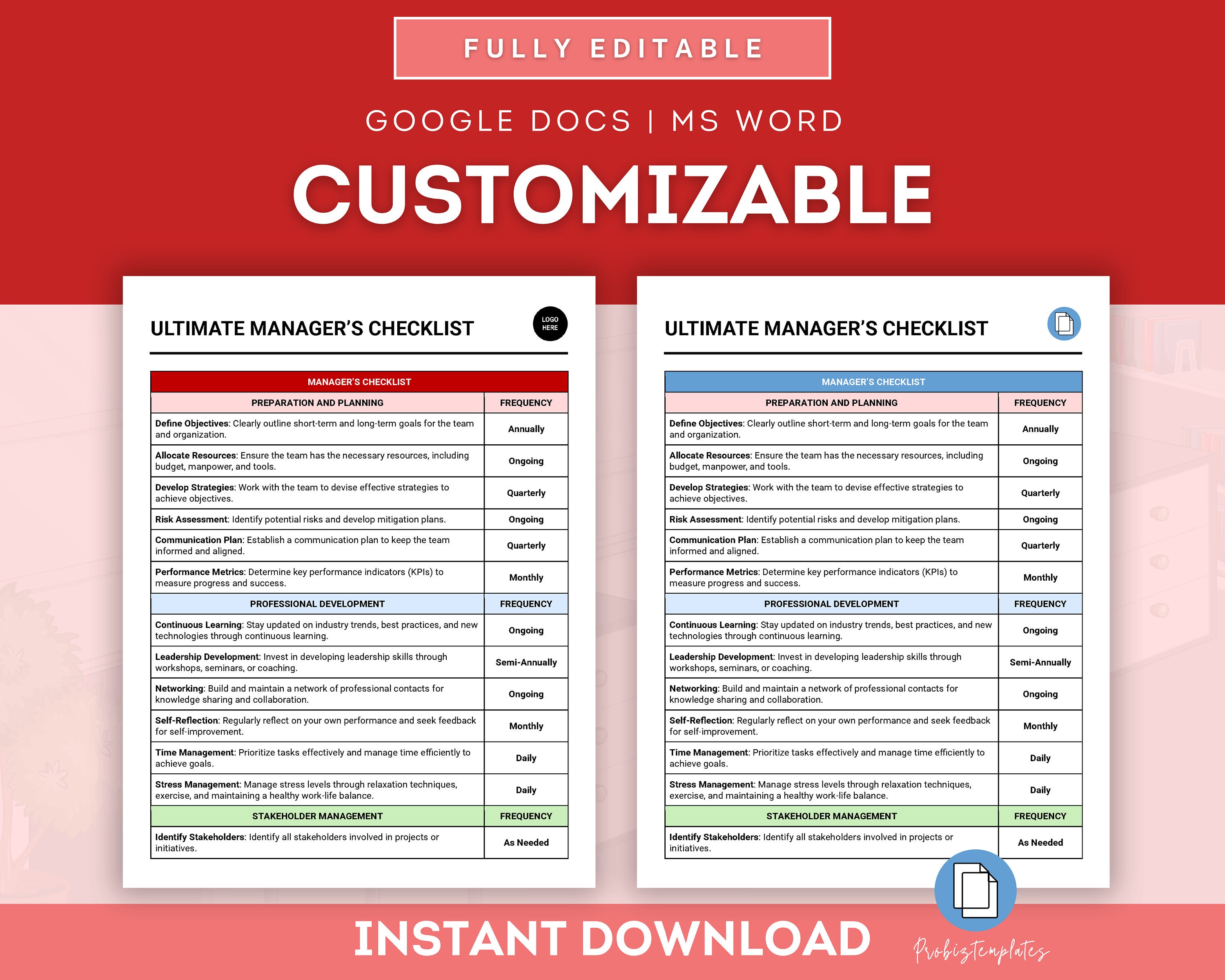 Ultimate Manager's Checklist Template, Manager Comprehensive Task List ...