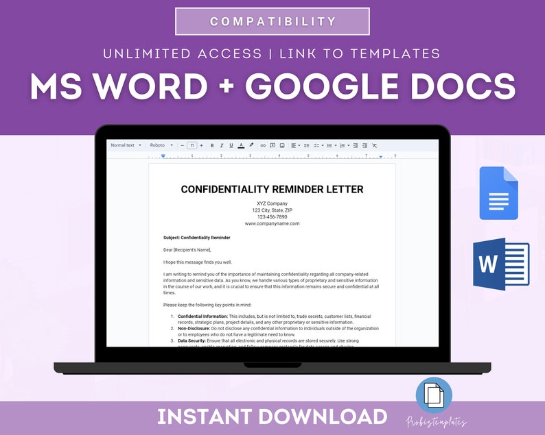 Confidentiality Reminder Letter Template, NDA Reminder Notice, Non ...
