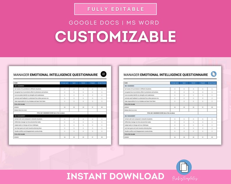 Manager Emotional Intelligence Questionnaire, Leadership Emotional ...