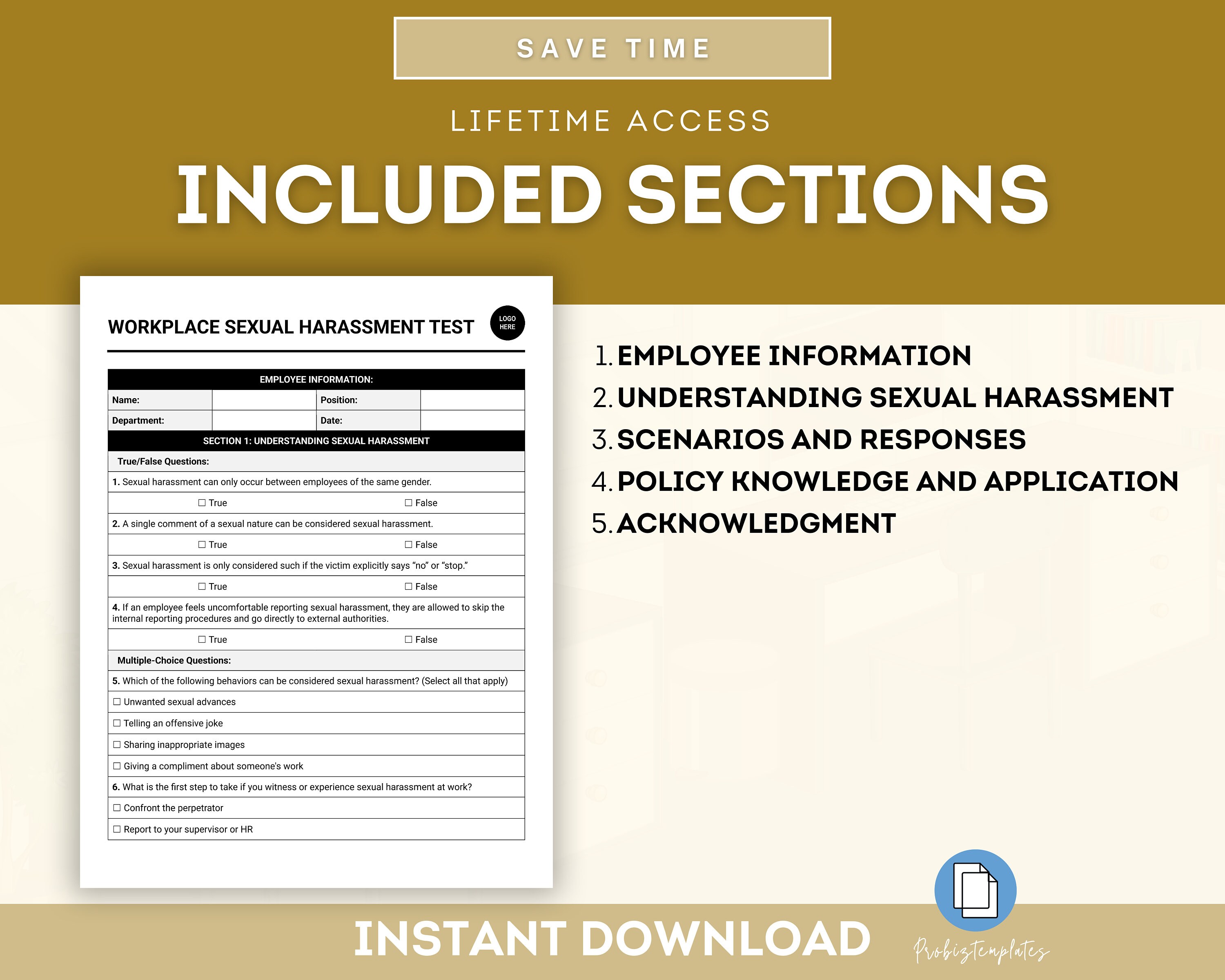 Workplace Sexual Harassment Test Template, Employee Sexual Harassment ...