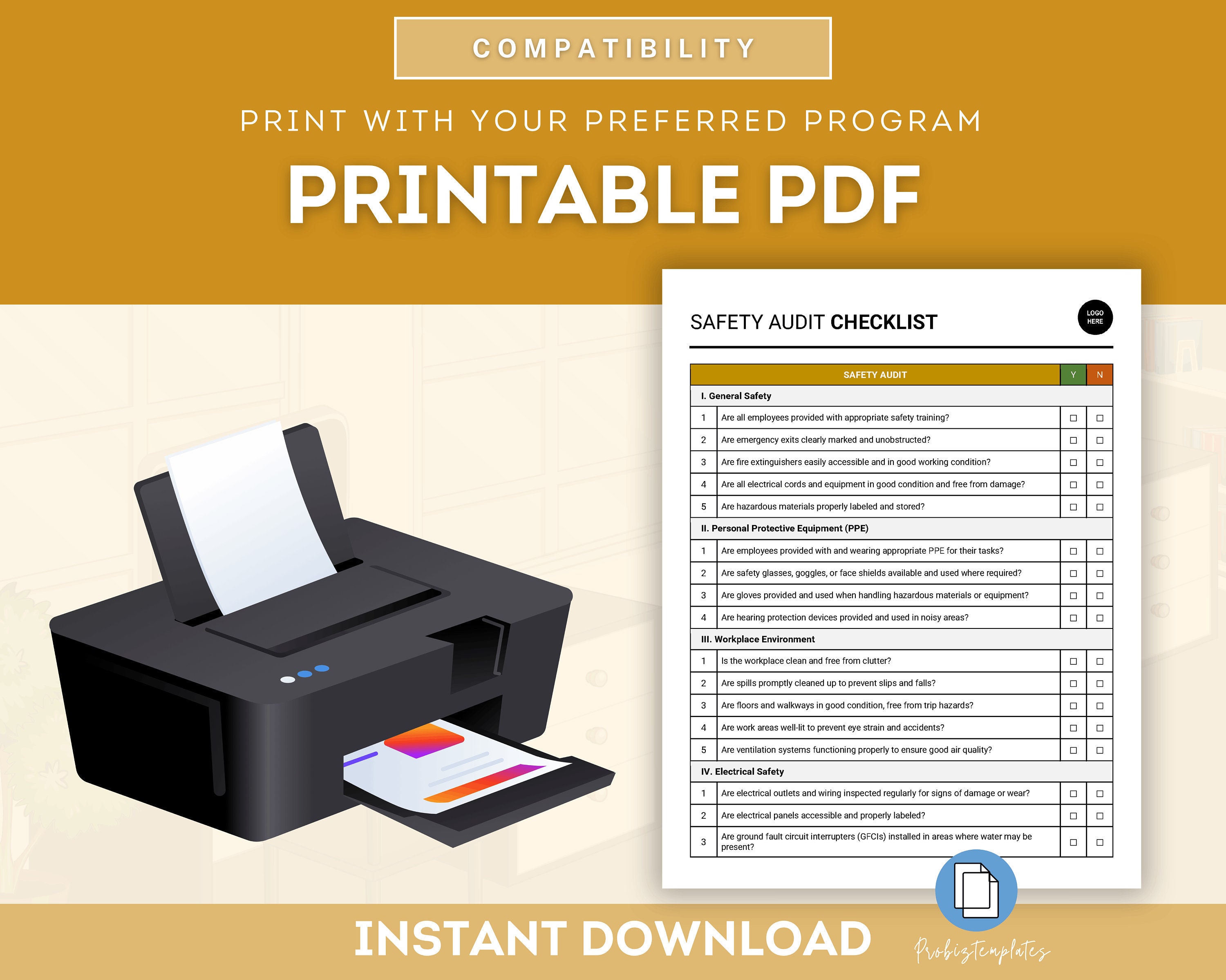 Workplace Safety Audit Checklist Template, Safety Inspection Form ...