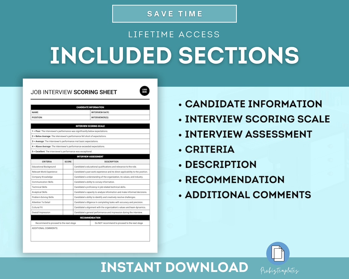 Job Interview Scoring Sheet Template, Human Resources Interview ...