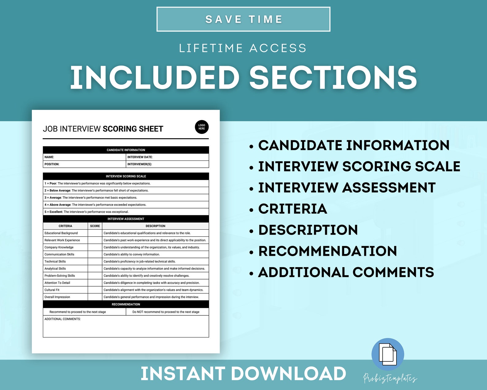 Job Interview Scoring Sheet Template, Human Resources Interview ...