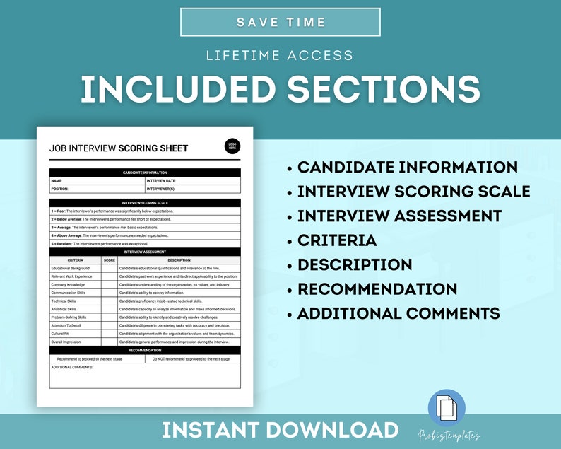 Job Interview Scoring Sheet Template, Human Resources Interview ...