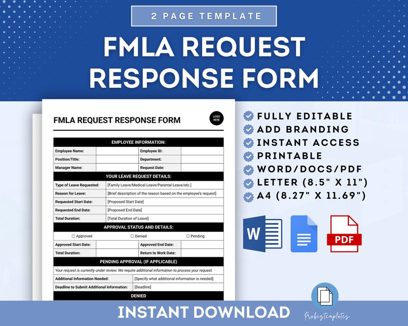 Response to Employee Request for Family or Medical Leave Form Template ...
