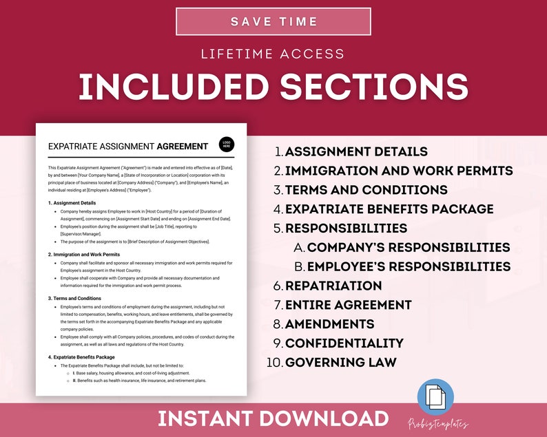 Expatriate Assignment Agreement Template, Overseas Employment Contract ...