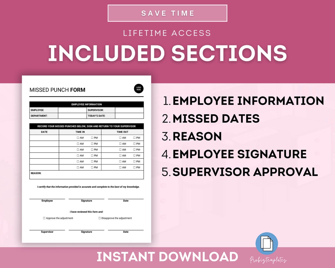 Missed Punch Form Template, Employee Time Punch Correction Form ... Missed Punch Form Template, Employee Time Punch Correction Form ...