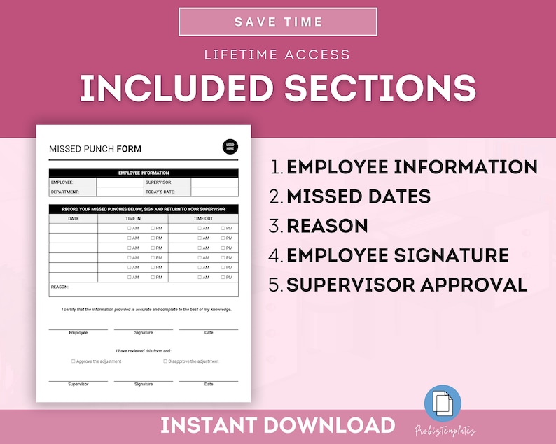 Missed Punch Form Template, Employee Time Punch Correction Form ...
