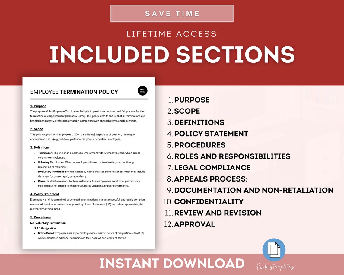 Employee Termination Policy Template, Company Termination Procedures ...