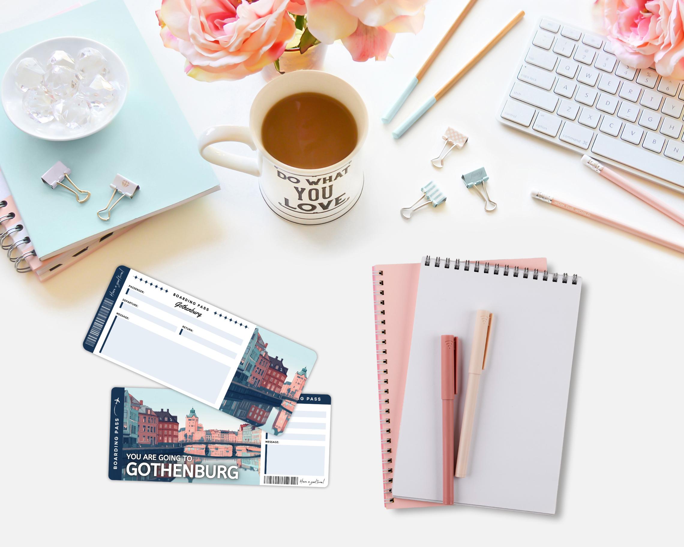 Printable Gothenburg Surprise Gift Ticket, Editable Sweden Boarding ...