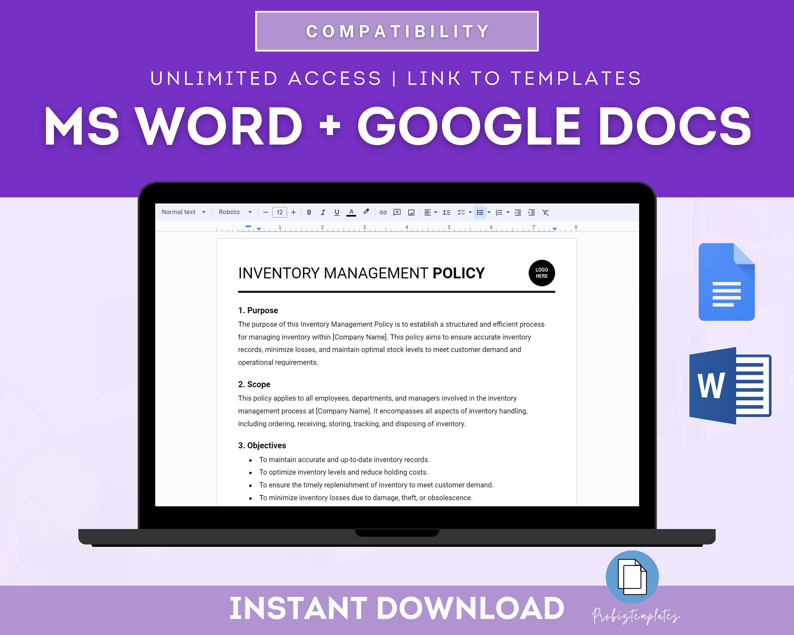 Inventory Management Policy Template, Stock Management Policy Template ...