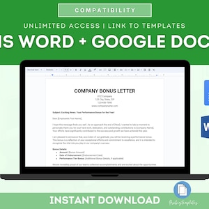 Company Bonus Letter Template, Employee Bonus Announcement Letter, Year ...