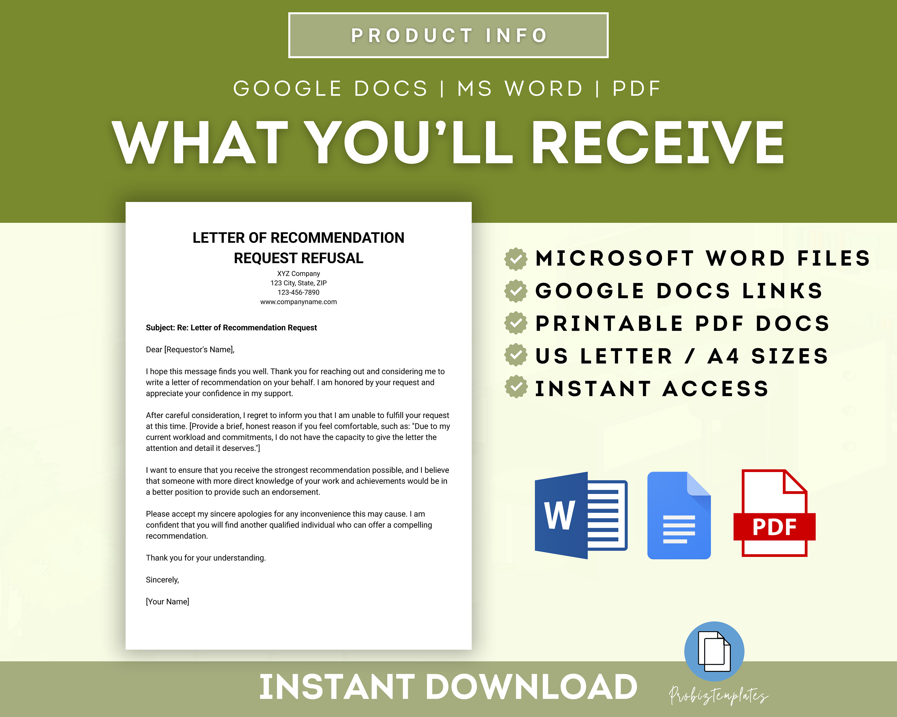 Letter of Recommendation Request Refusal Template, Refusal to Provide ...