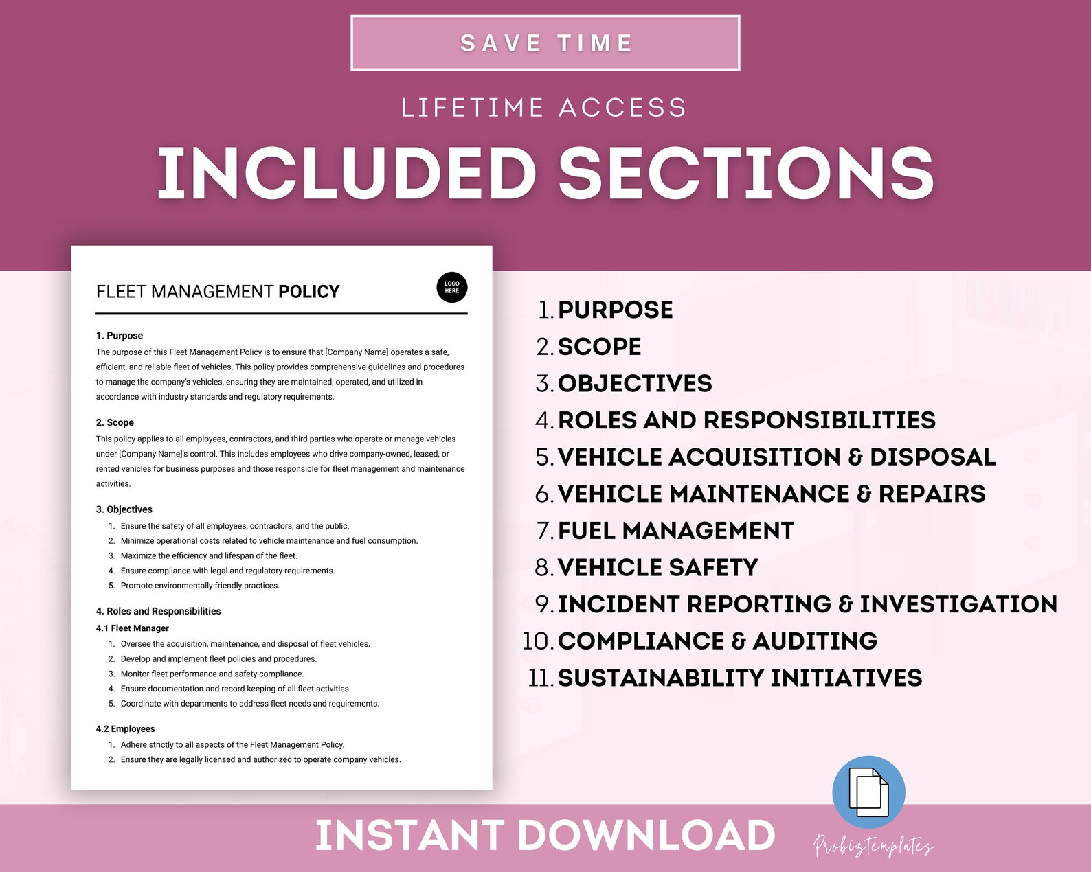 Fleet Management Policy Template, Vehicle Fleet Policy, Company Fleet ...