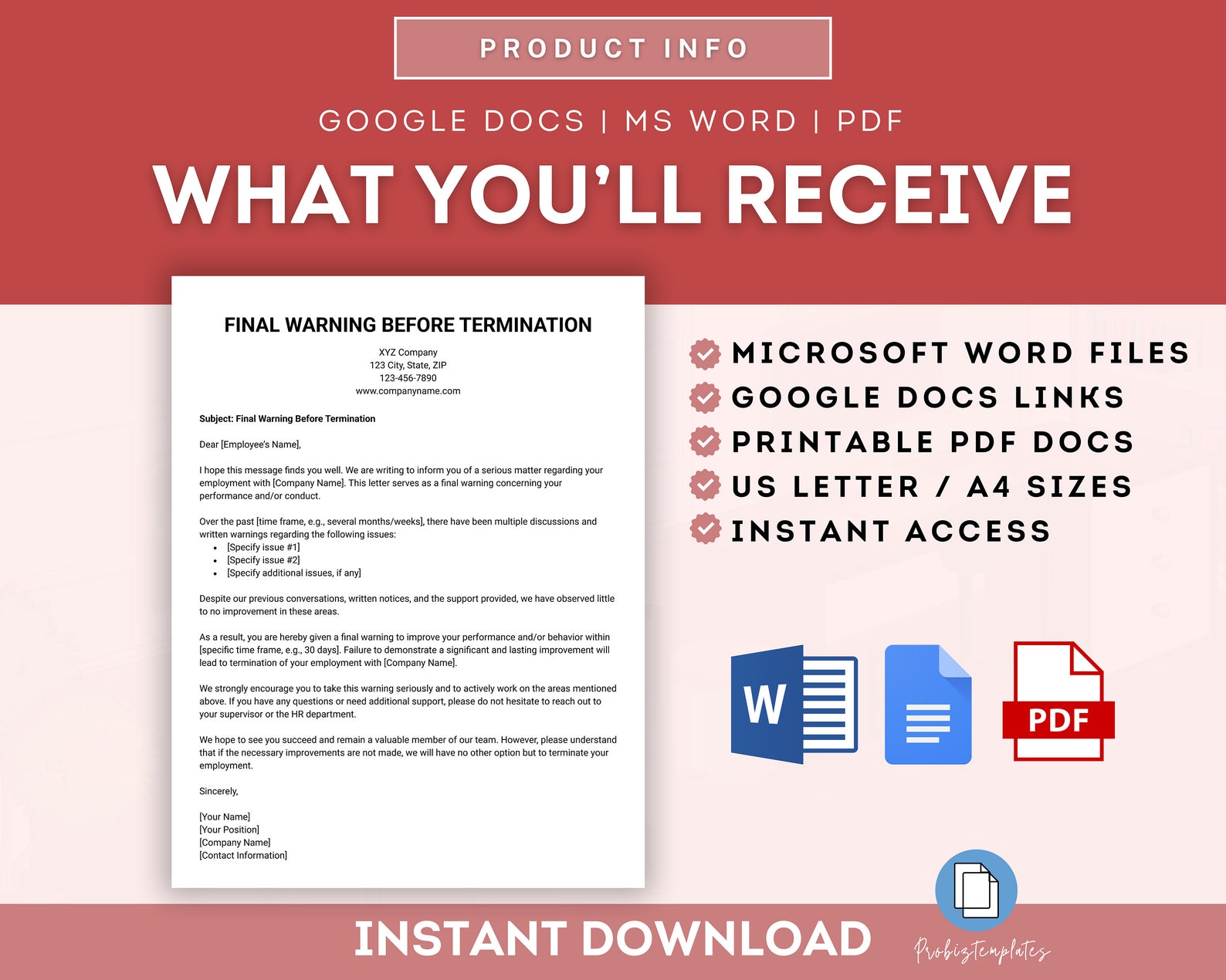 Final Warning Before Termination Letter Template, Last Warning Notice ...
