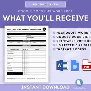 Employee Performance Evaluation Form Template, Human Resource Employee ...