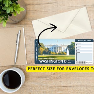 Printable Washington D.C. Surprise Gift Ticket, Editable USA Vacation ...