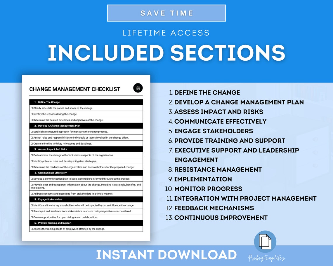 Change Management Checklist Template, Organizational Change Checklist ...