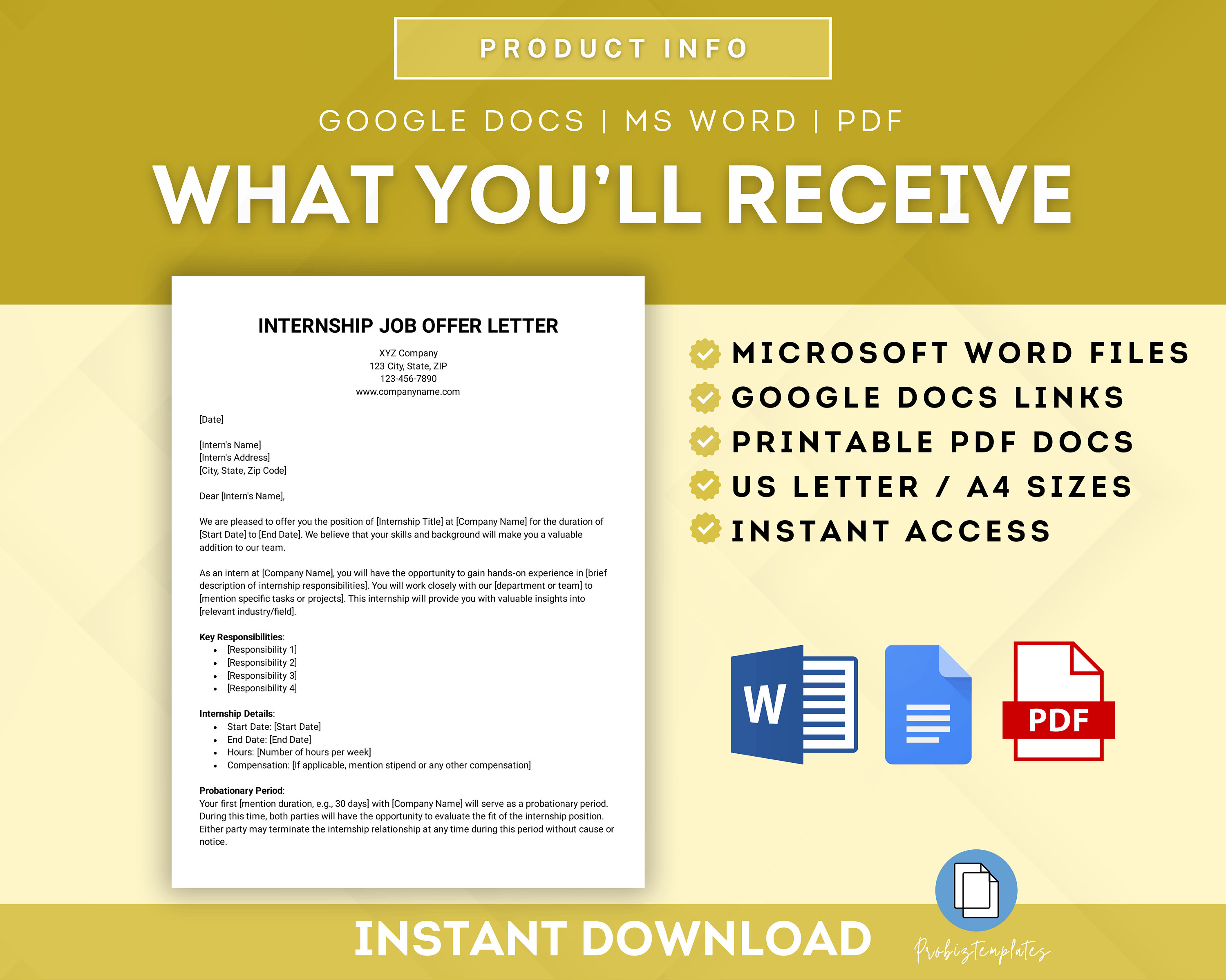 Internship Job Offer Letter Template, Internship Offer Letter ...