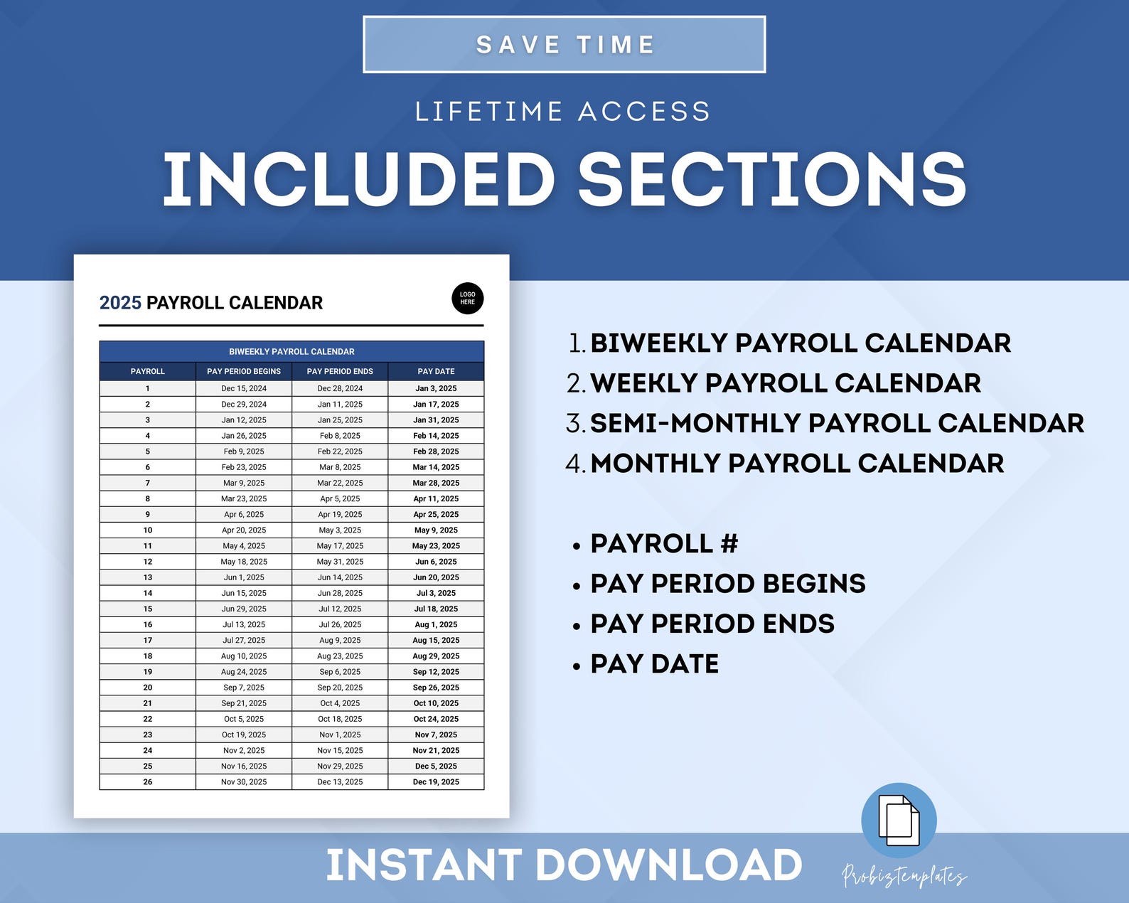 2025 Payroll Calendar, Biweekly, Weekly, Semi-monthly, Monthly Payroll ...