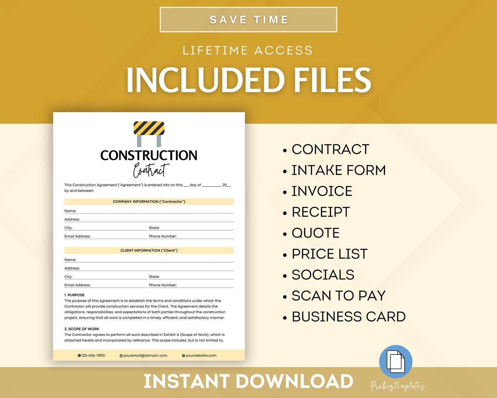 Construction Contract Bundle, Contractor Agreement Forms, Building ...