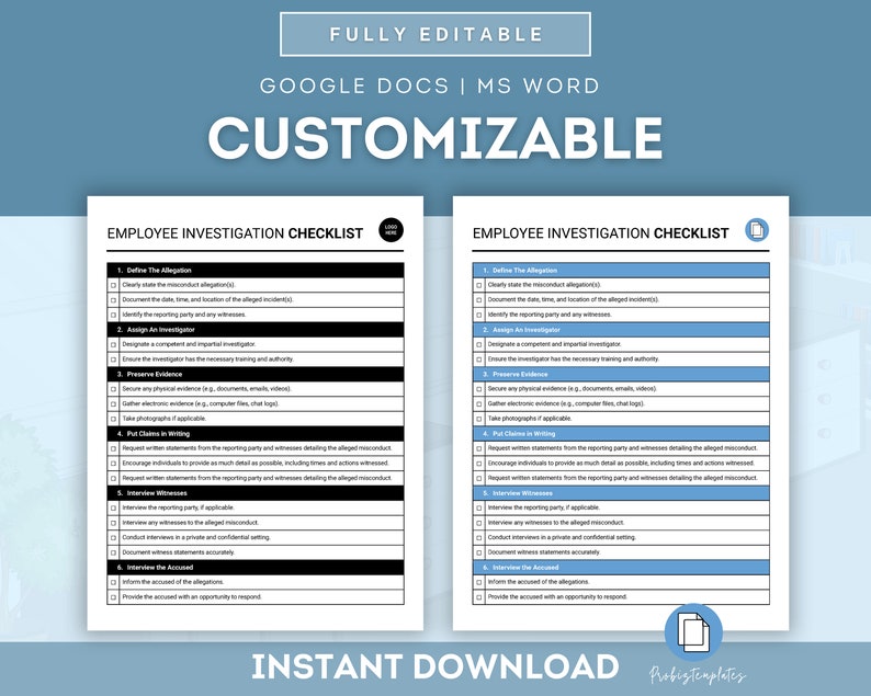 Employee Misconduct Investigation Checklist Template, Workplace ...