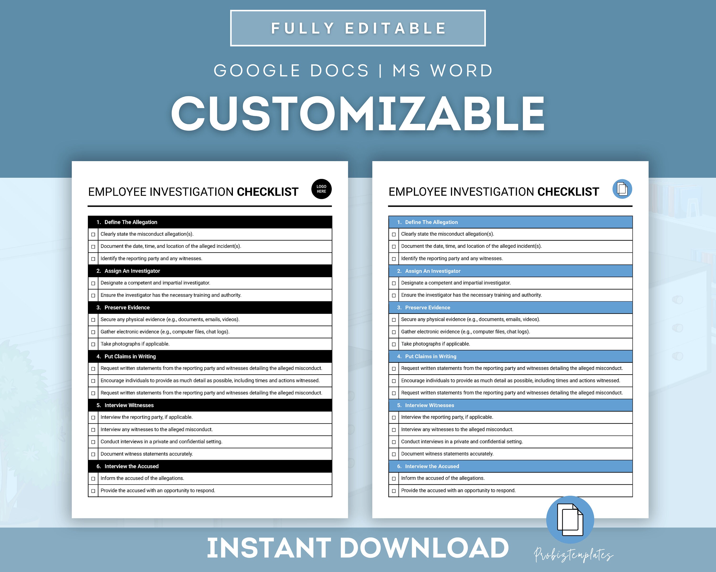 Employee Misconduct Investigation Checklist Template, Workplace ...