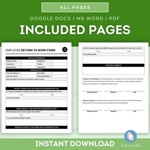 Employee Return to Work Form Template, Back-to-work Form, Return-to ...