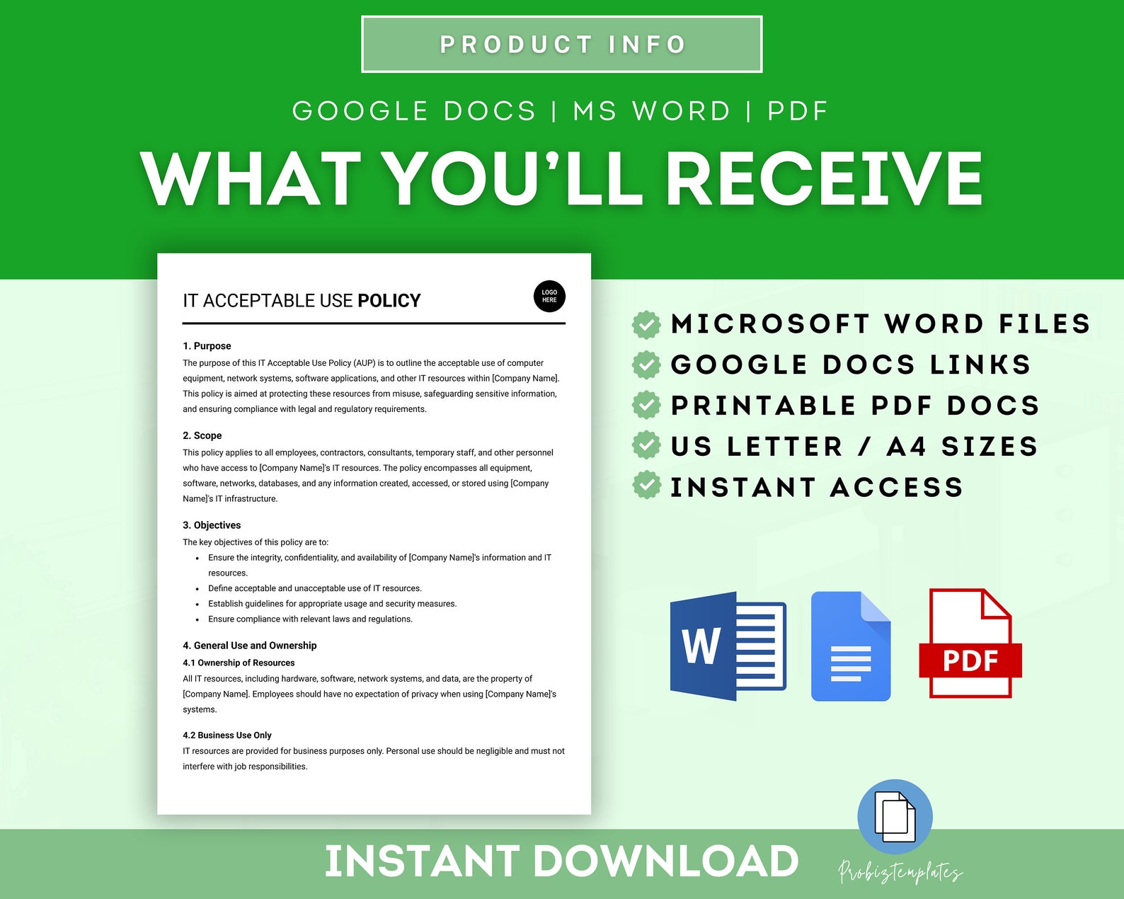 IT Acceptable Use Policy Template, Company IT Use Guidelines Template ...