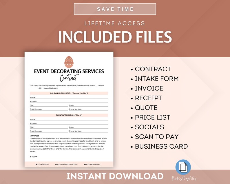 Event Decorating Services Contract Bundle, Event Decor Agreement, Party ...