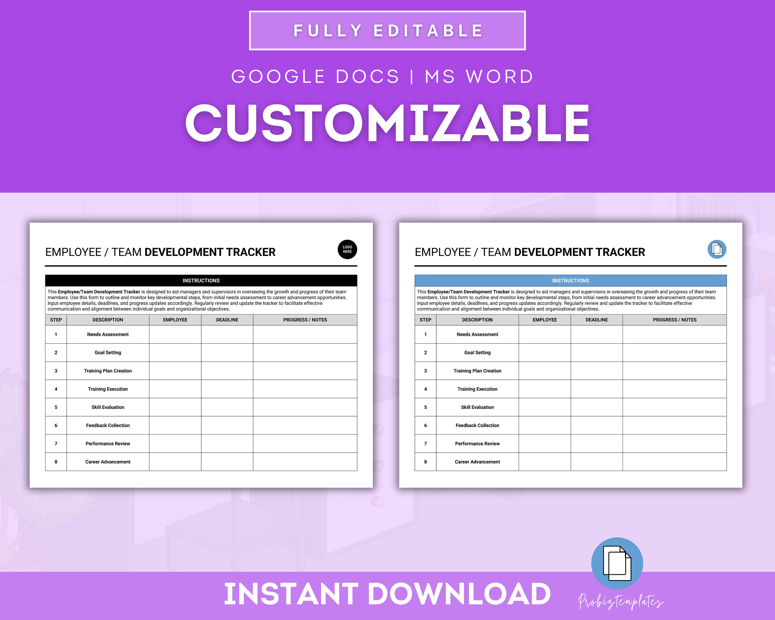 Employee & Team Development Tracker Template, Team Development ...