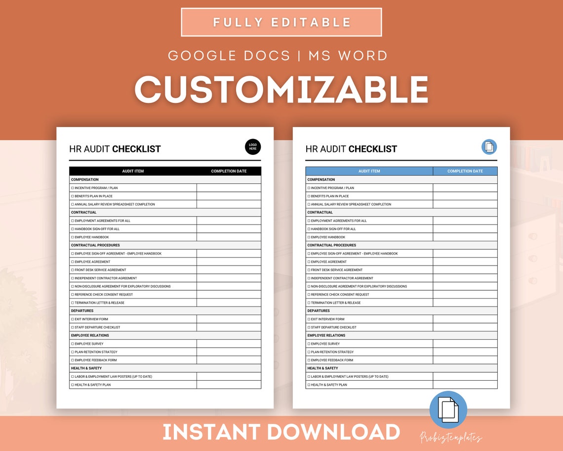 HR Audit Checklist, Human Resources Audit, Internal Audit Checklist, HR ...