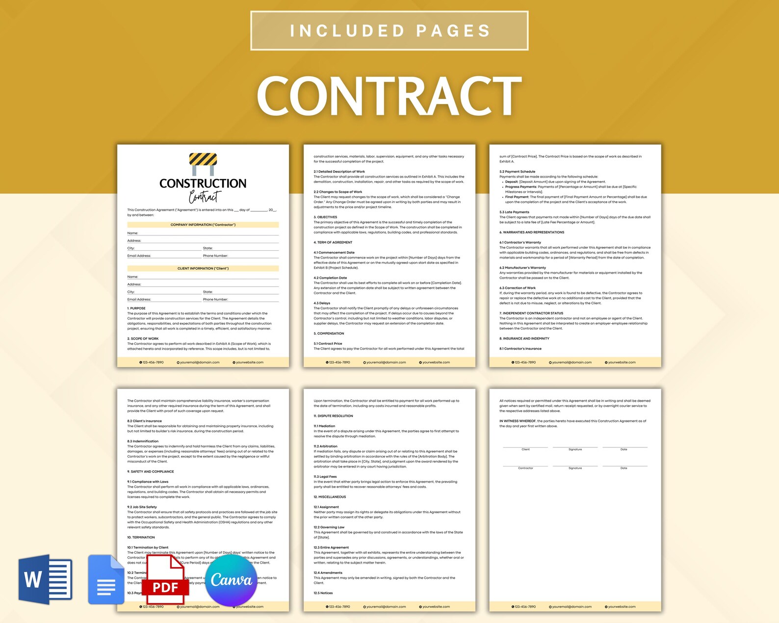 Construction Contract Bundle, Contractor Agreement Forms, Building ...