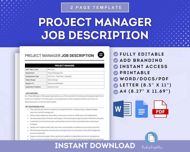 Project Manager Job Description, Project Leader Job Description, IT ...