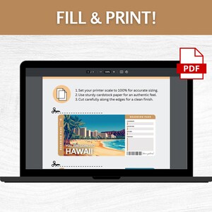Printable Hawaii Surprise Gift Ticket, Editable Honolulu Boarding Pass ...
