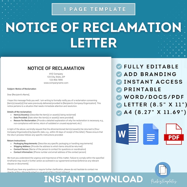 Demand Letter Template - Etsy