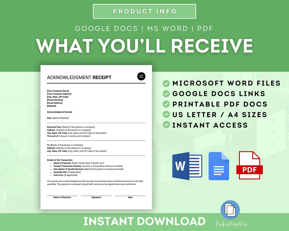 Acknowledgment Receipt, Goods and Services Acknowledgment, Receipt of ...