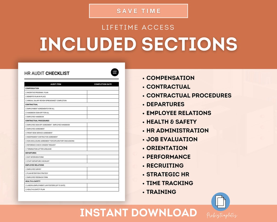 HR Audit Checklist, Human Resources Audit, Internal Audit Checklist, HR ...