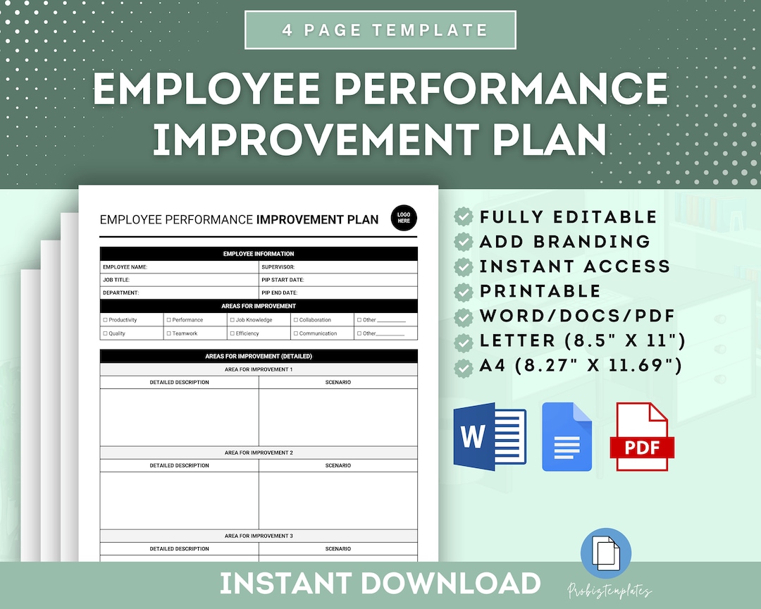 Employee Performance Improvement Plan Template, PIP Template, Employee ...