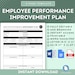 Employee Performance Improvement Plan Template, PIP Template, Employee ...