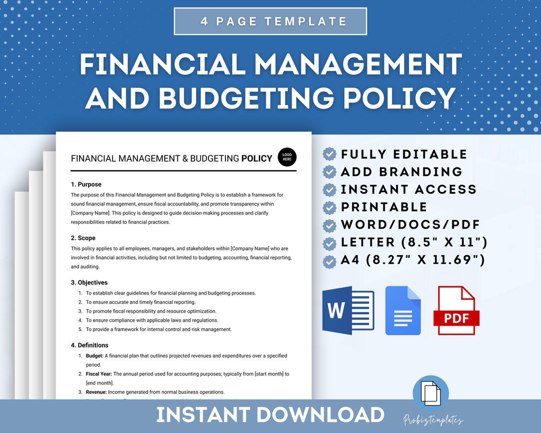 Financial Management and Budgeting Policy Template, Company Financial ...