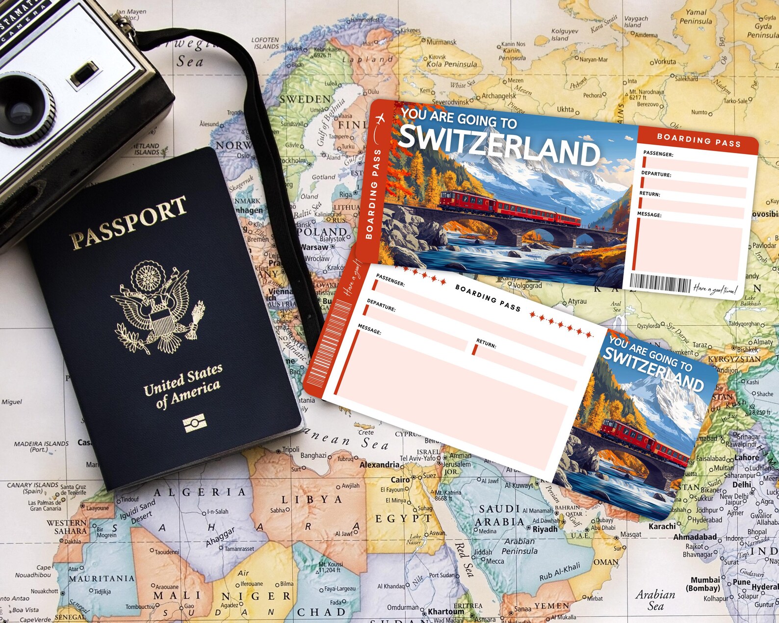 Printable Switzerland Surprise Gift Ticket, Editable Zurich Boarding ...