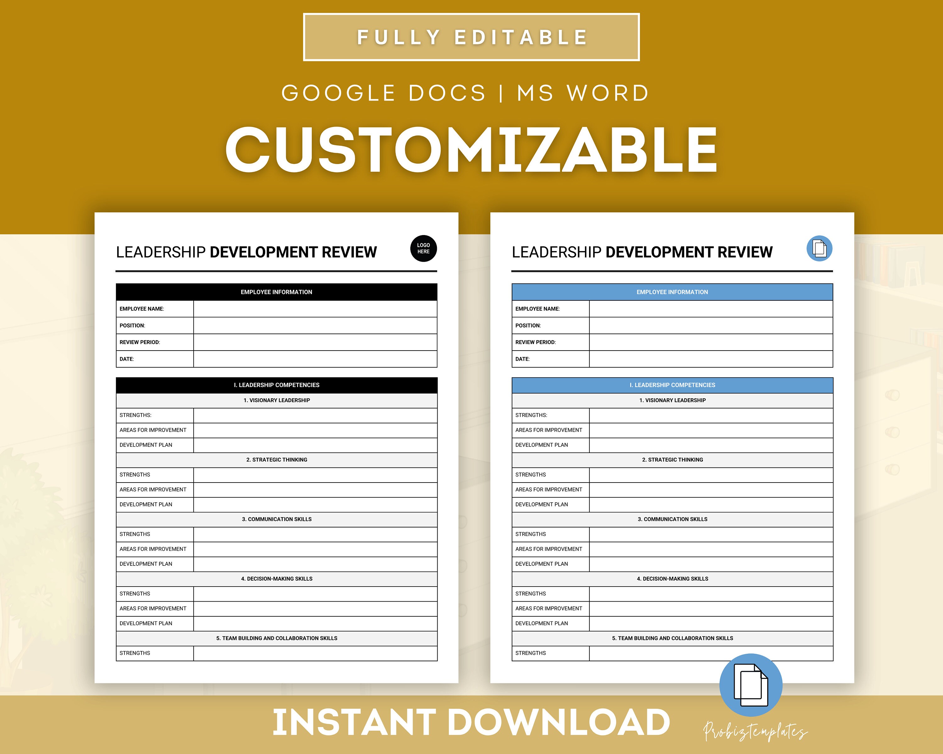 Employee Leadership Development Review Template, Employee Goals ...
