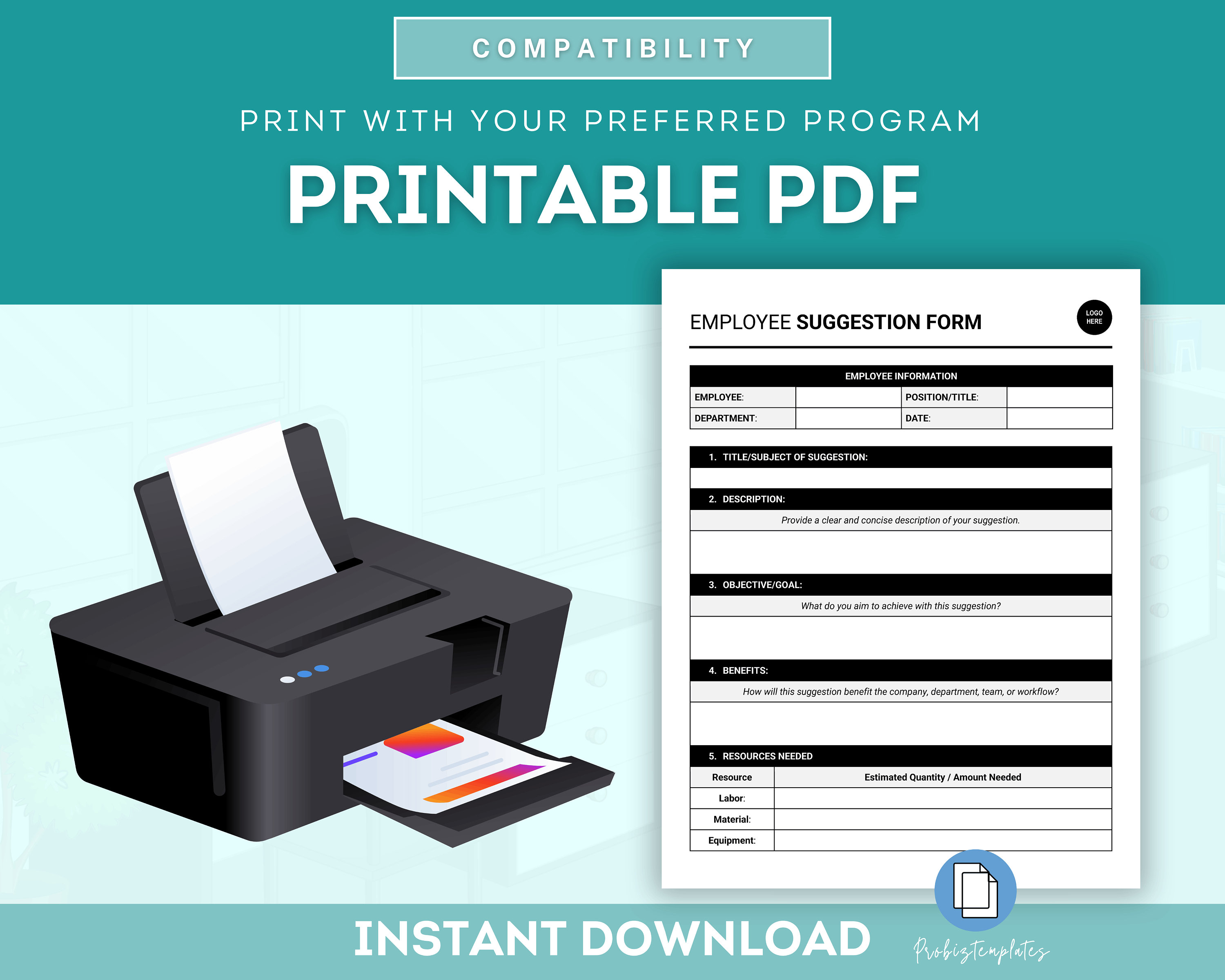 Employee Suggestion Form Template, Employee Idea Submission Form ...