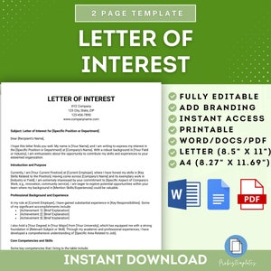 Letter of Interest Template, Job Interest Letter, Employment Inquiry ...