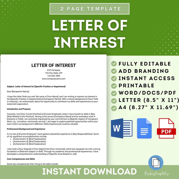 Letter of Interest Job - Etsy