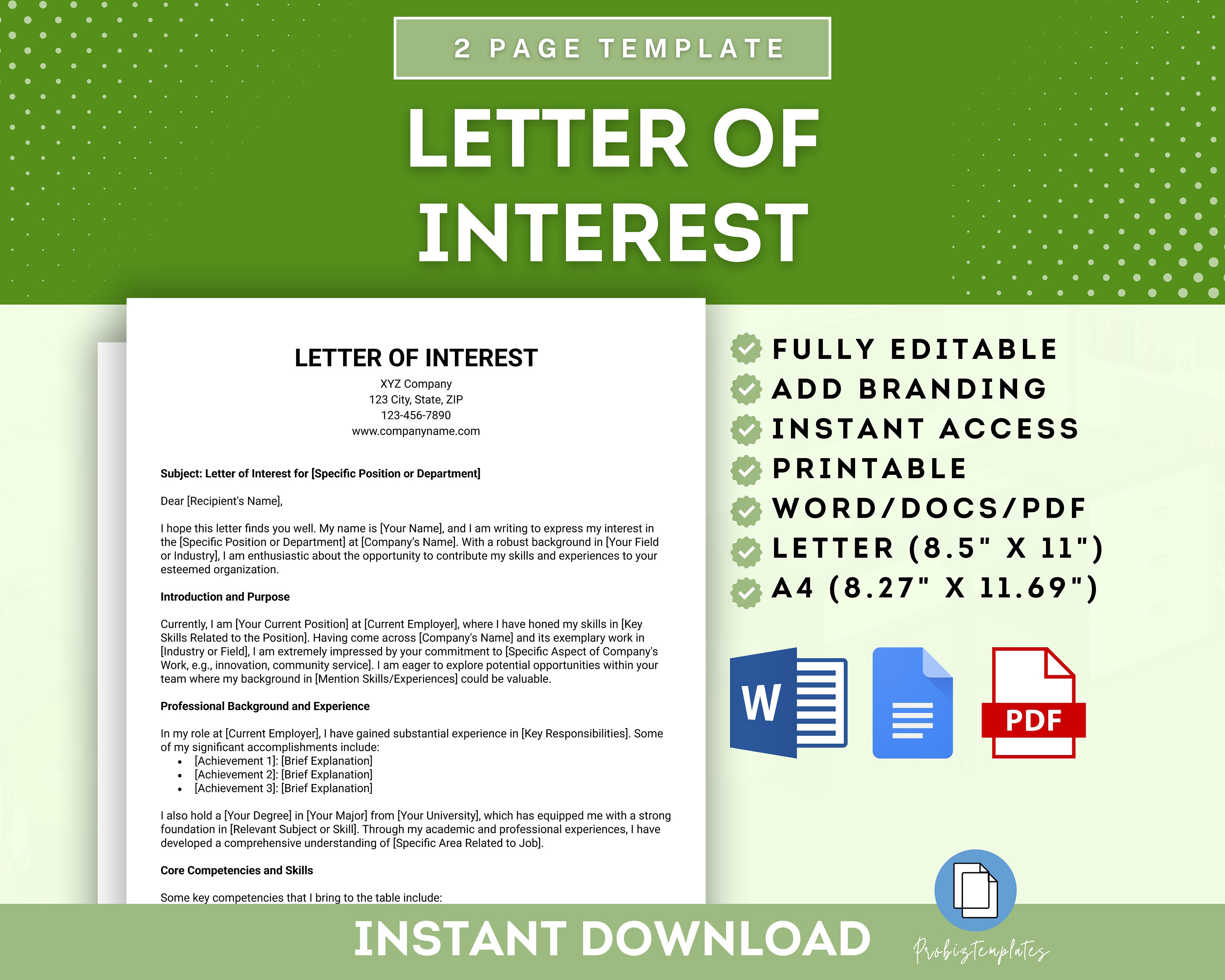 Letter of Interest Template, Job Interest Letter, Employment Inquiry ...