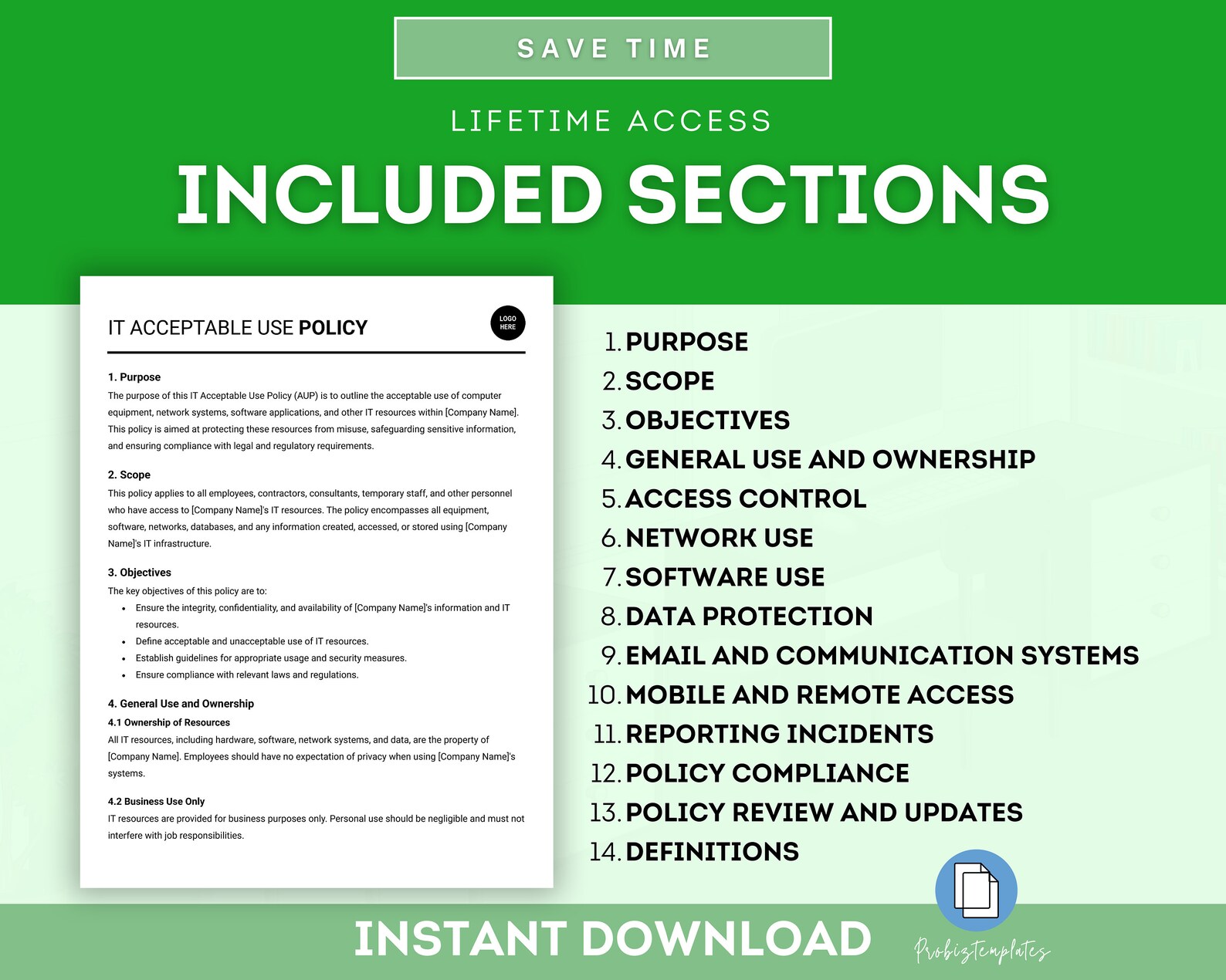 IT Acceptable Use Policy Template, Company IT Use Guidelines Template ...