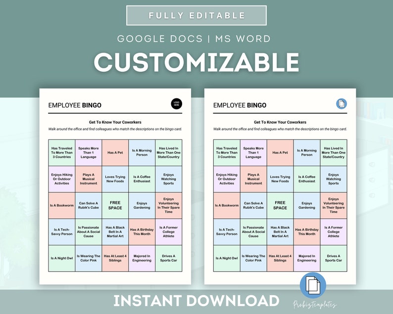 Employee Bingo Template, Staff Bingo Card Template, Onboarding Bingo ...