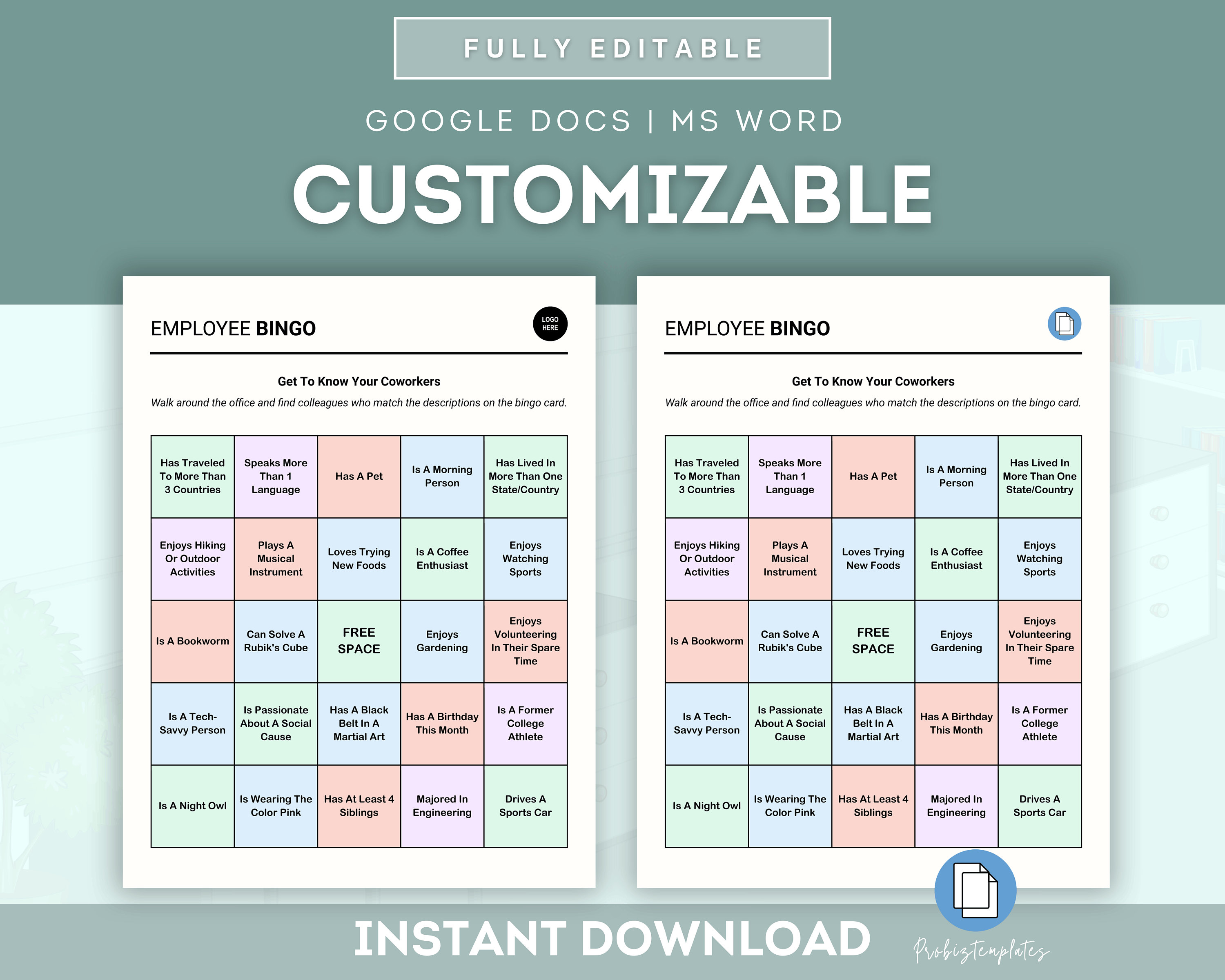 Employee Bingo Template, Staff Bingo Card Template, Onboarding Bingo ...